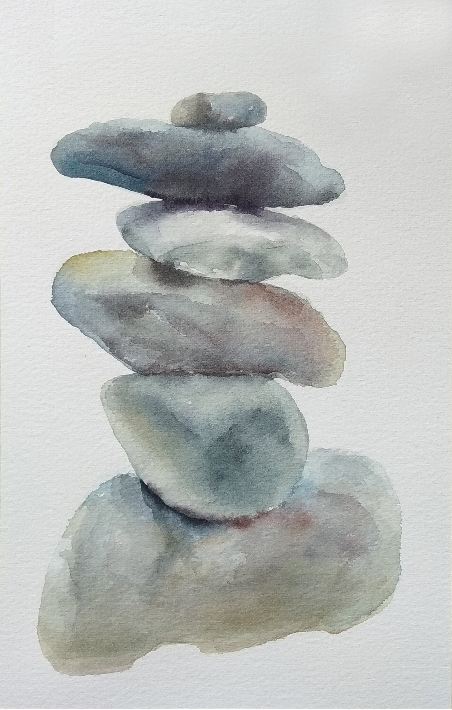 Watercolor Rock Cairns, Watercolor Painting Stone Balancing, Ofice ...