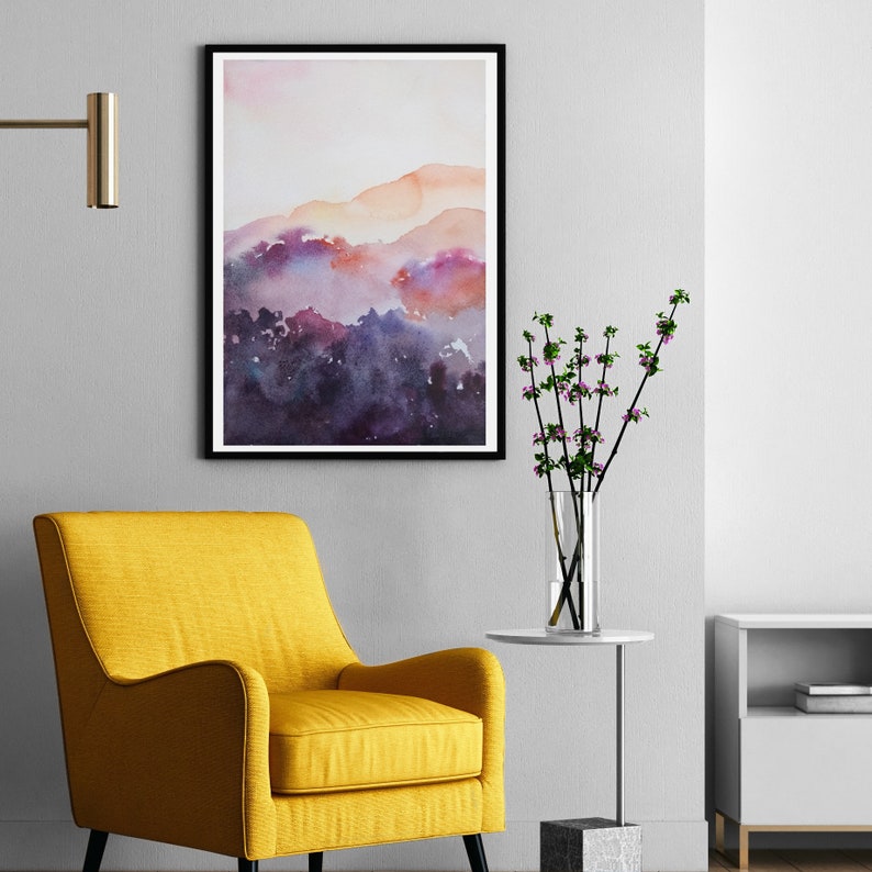 Abstract Landscape Watercolor Painting Modern Watercolor - Etsy