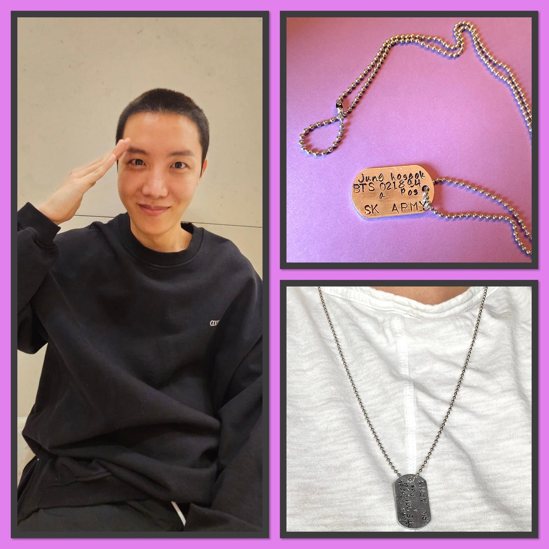 Here We Go Again! Jung Hoseok Military Style Dog Tag W 24 Inch Chain ...