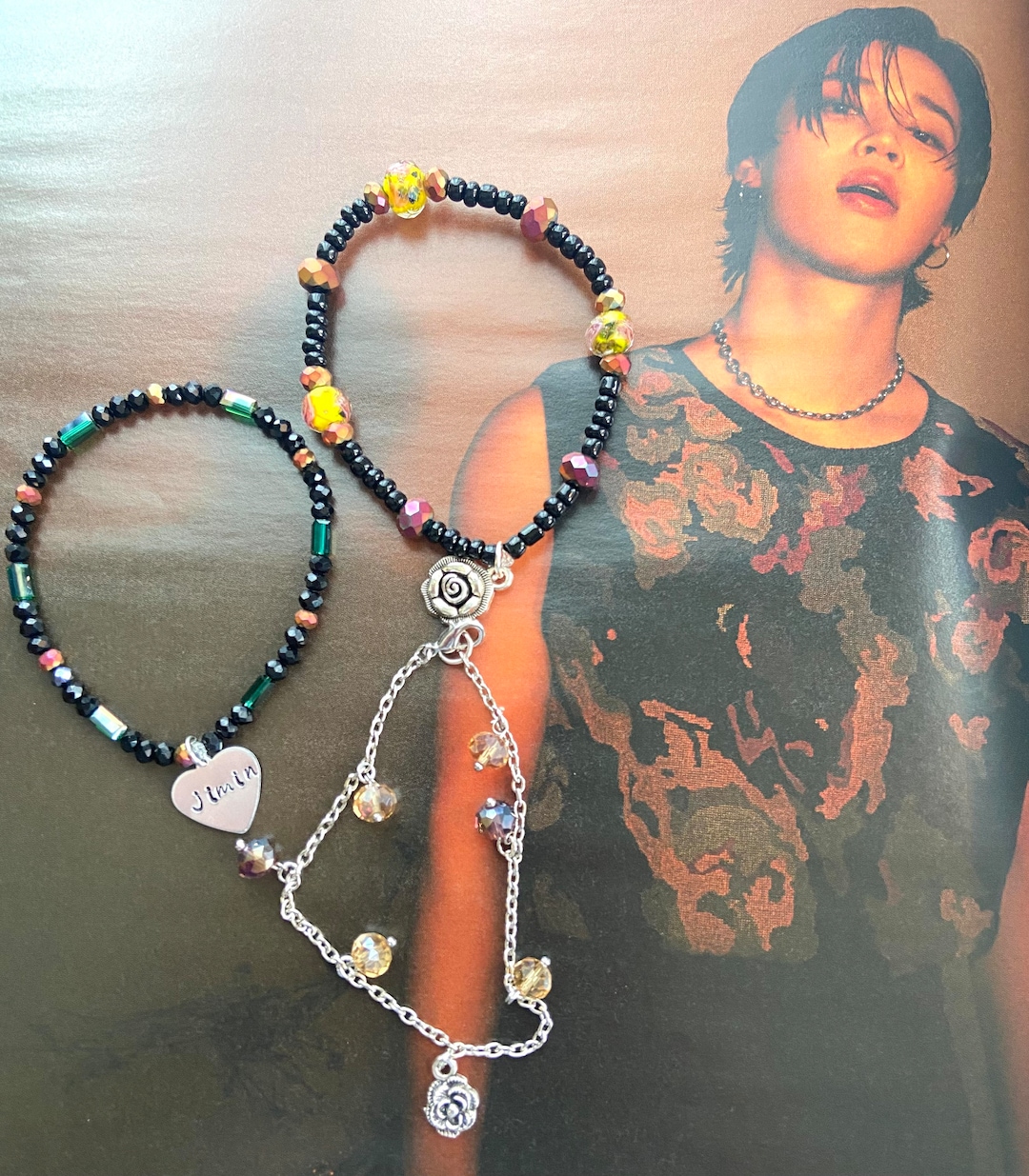 JIMIN WK Inspired Beaded and Charm Bracelet Set! - Etsy