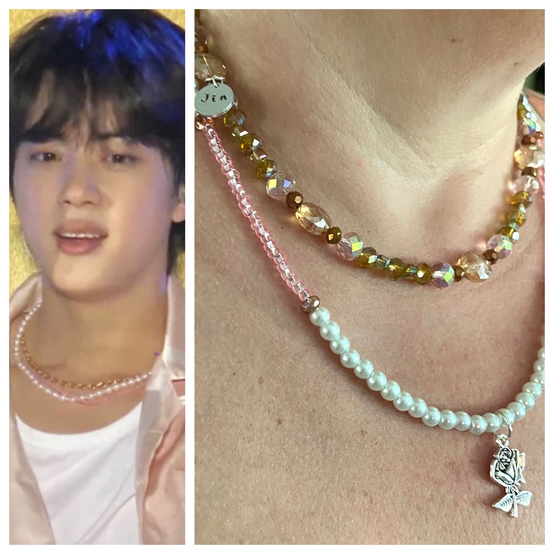 Jin Stage Fashion Inspired Pink and Gold Beaded Necklaces. Sold ...