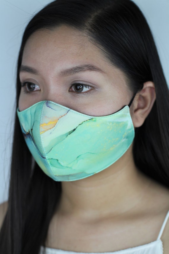 Marble Gold Metallic Face Mask With Filter Pocket Adjustable | Etsy