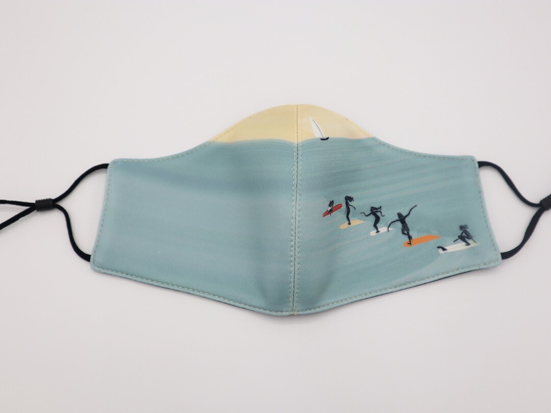 Beach Wave Surfer Face Mask With Filter Pocket | Tropical Summer ...