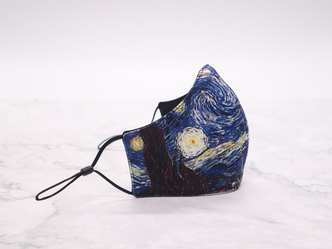 Van Gogh Starry Night Face Mask With Filter Pocket | Adjustable Ear ...