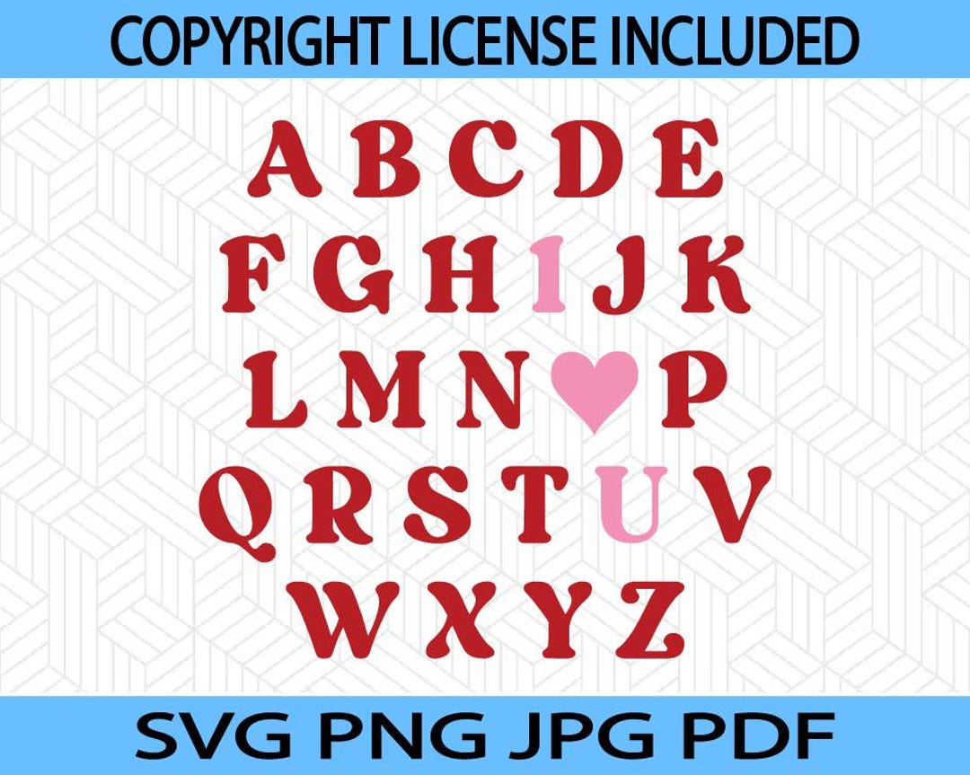 Valentines Day Alphabet Love SVG | PNG JPG Pdf | Pink Red | Cupid ...