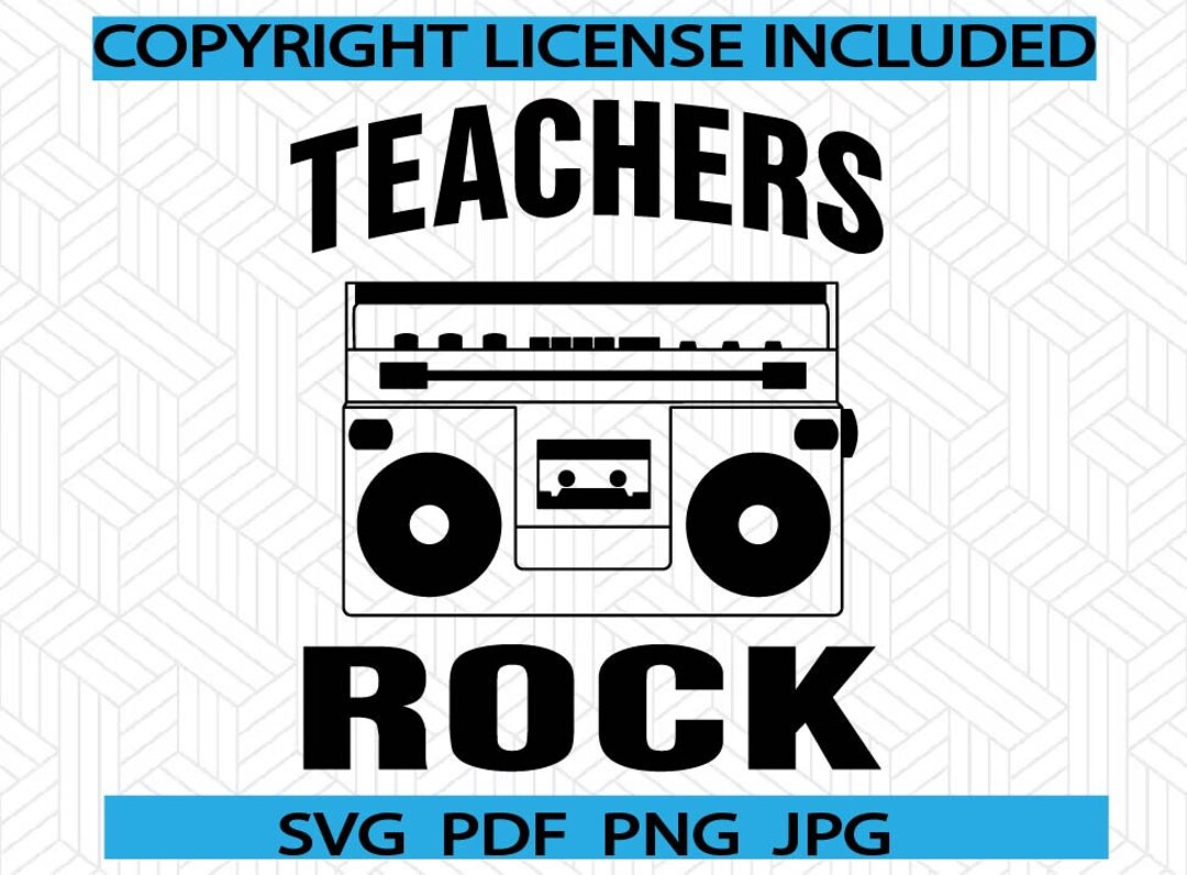 Teachers Rock Boombox SVG | PNG PDF Jpg | Teaching | Education | Music ...