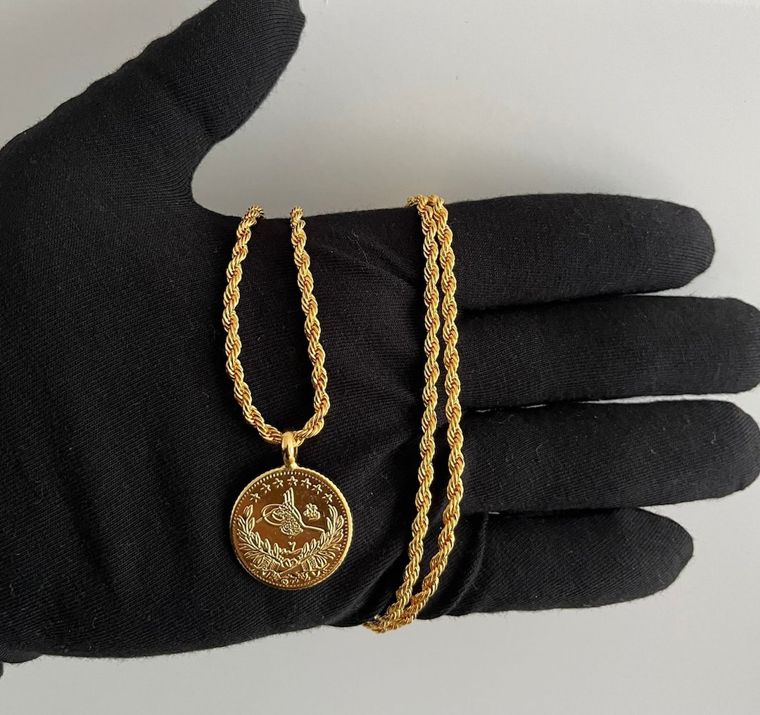 2.5 Luk Resat Small Necklace Gold Women's Jewelry Altin Kolye Gold Coin ...