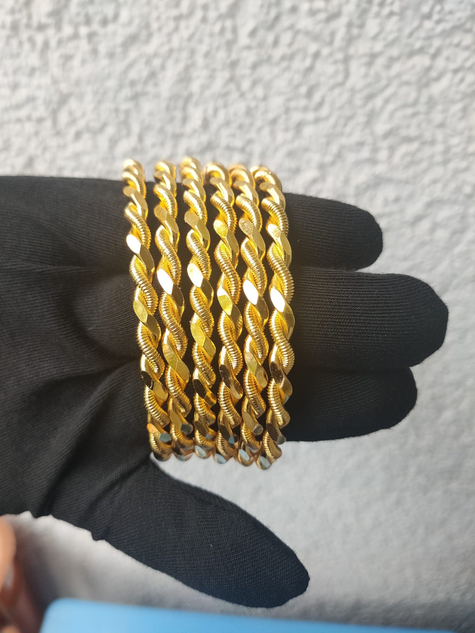 2'li Adana Burma Bilezik Altin Gold Bangles 22 Carat Gold Plated 6 Mm ...