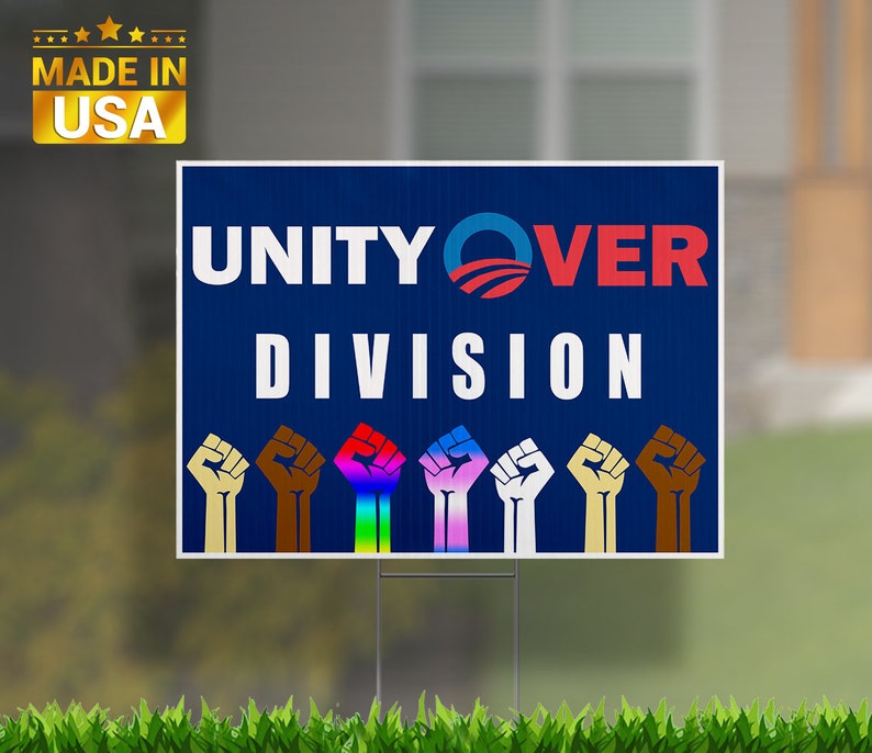 Unity Over Division Multi Color Yard Sign UV Print Corrugated - Etsy