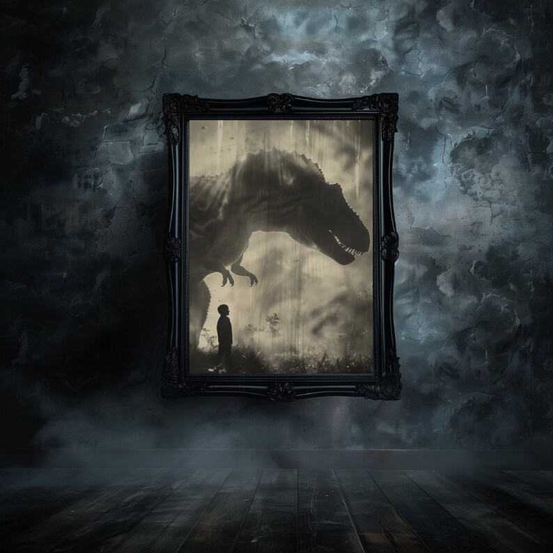 T Rex Dinosaur Vintage Photograph Digital Wall Art Print Spooky Gothic ...