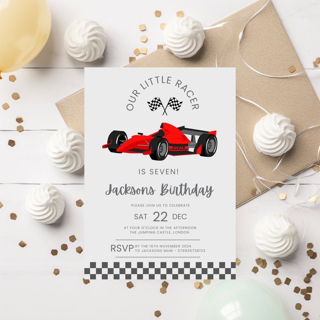 Editable Birthday Invitation Race Car 7th Birthday Invite Racing Car ...
