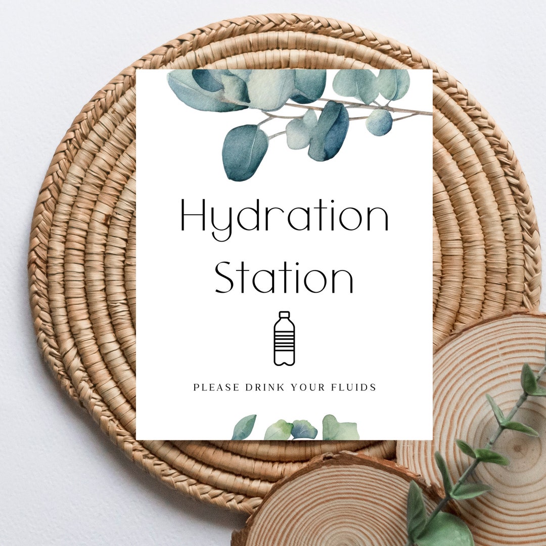 Minimalist Hydration Station Wedding Sign Green Printable Template ...
