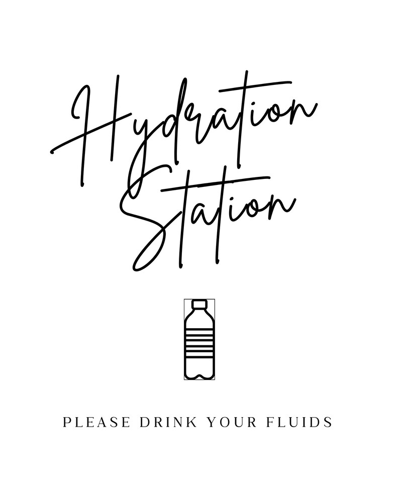 Minimalist Hydration Station Wedding Sign, Printable Template Water ...