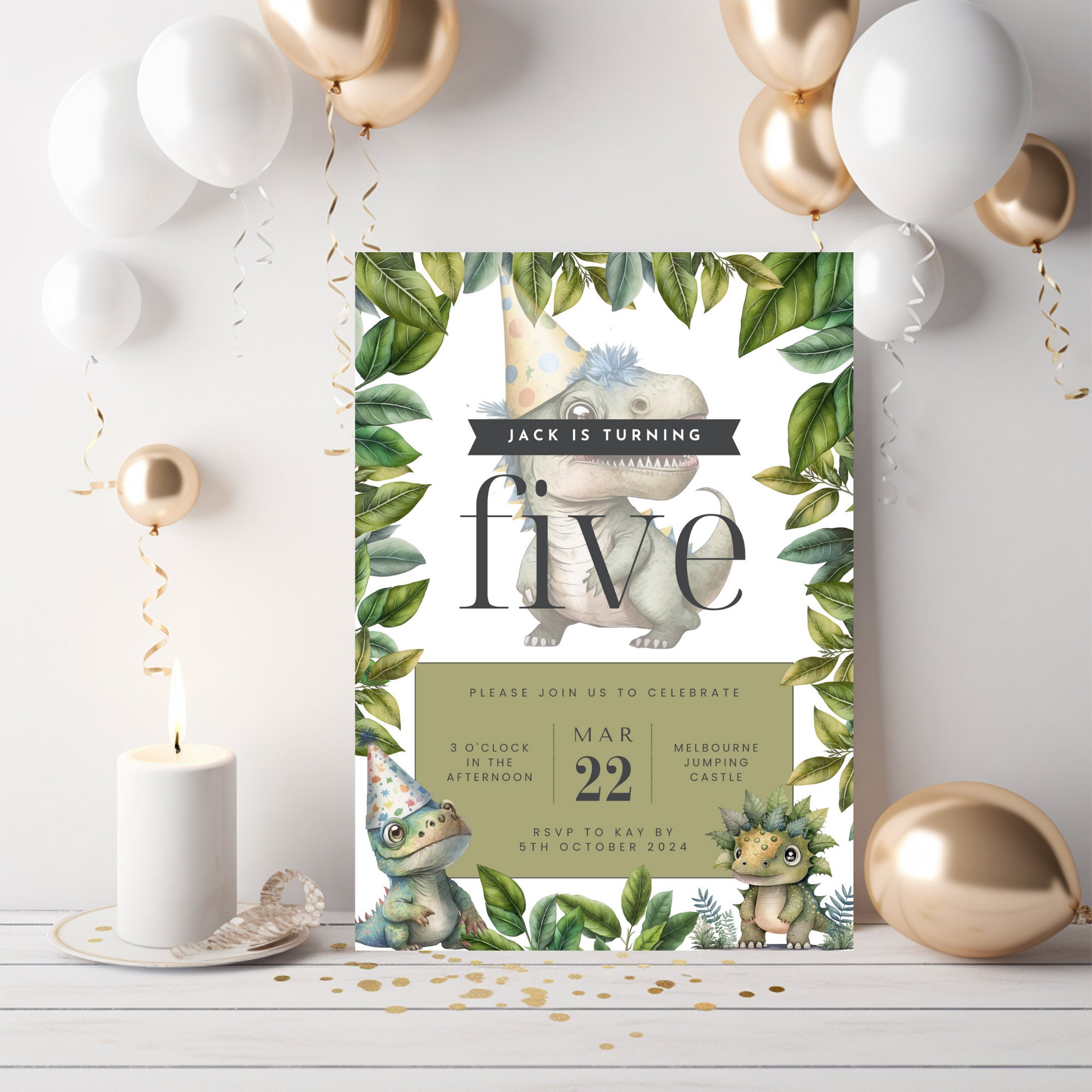 Plantilla de invitación de cumpleaños de dinosaurio T-Rex - Etsy México