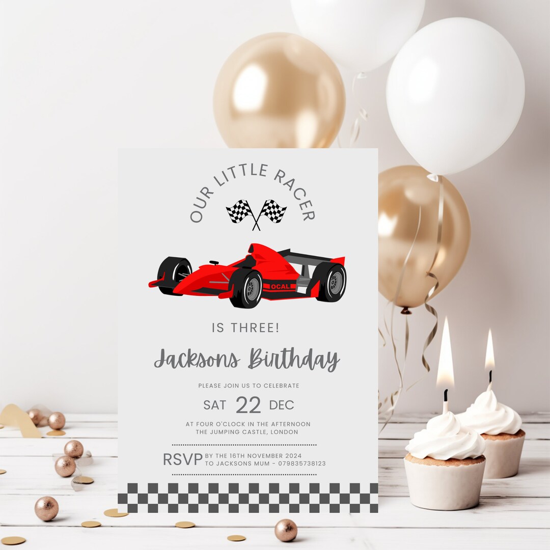 Editable Birthday Invitation Race Car 3rd Birthday Invite Racing Car ...