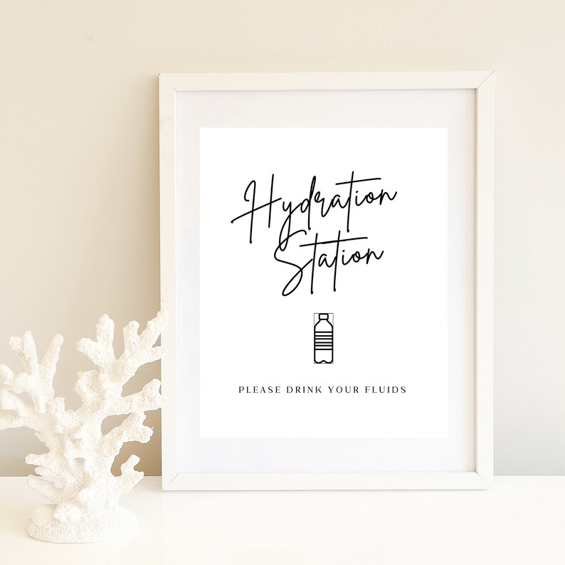 Minimalist Hydration Station Wedding Sign, Printable Template Water ...