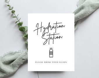 Hydration Station Wedding Sign, Printable Template Water Station Sign ...
