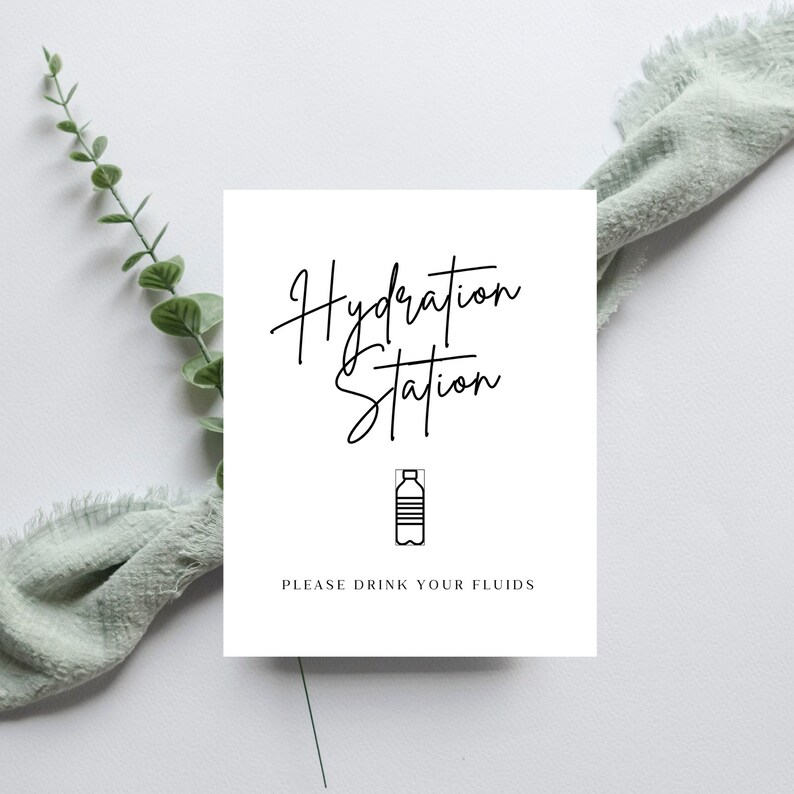 Minimalist Hydration Station Wedding Sign, Printable Template Water ...