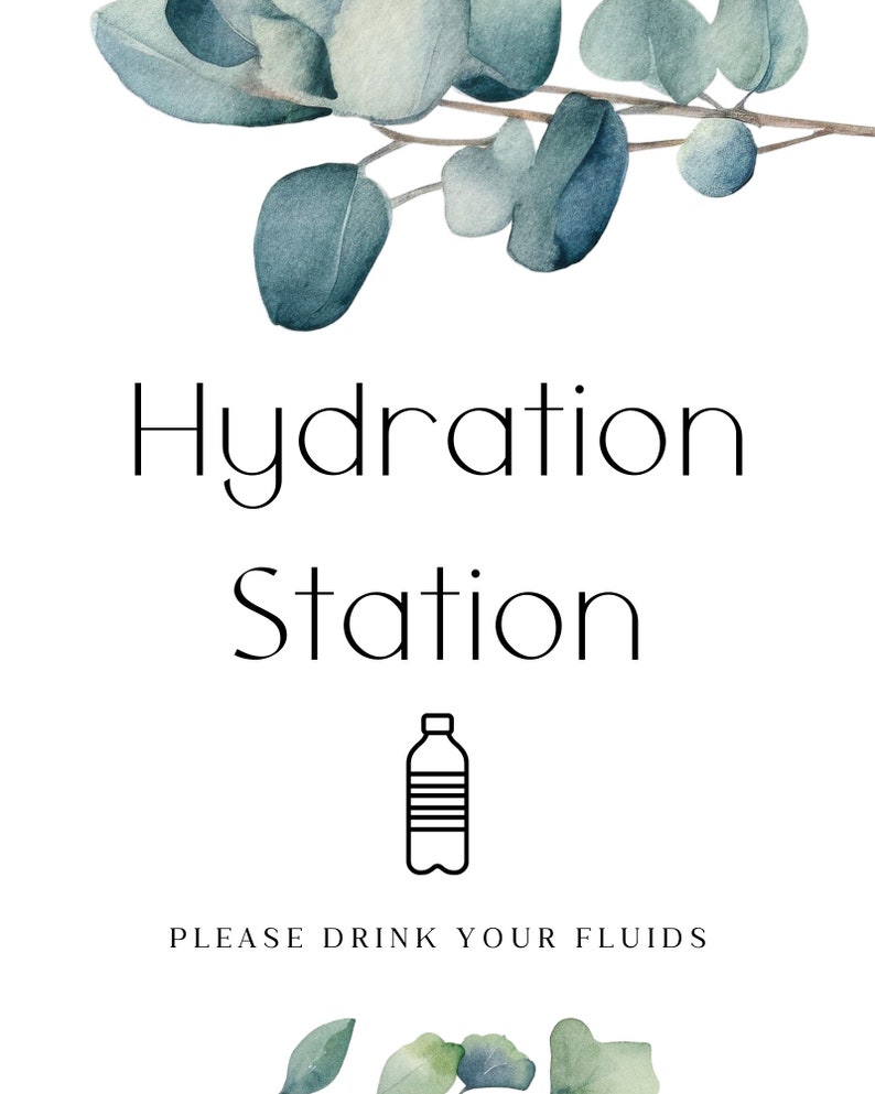 Minimalist Hydration Station Wedding Sign Green Printable Template ...