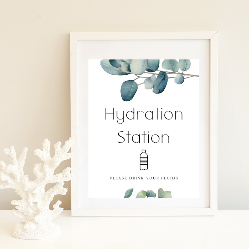 Minimalist Hydration Station Wedding Sign Green Printable Template ...