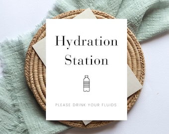 Hydration Station Wedding Sign, Printable Template Water Station Sign ...