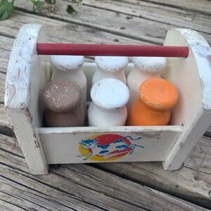 1950s Playskool Wood Dairy Crate With 6 Wood Milk Bottles - Etsy