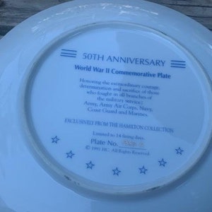 50th Anniversary World War II Commemorative Plate, Hamilton Collection ...