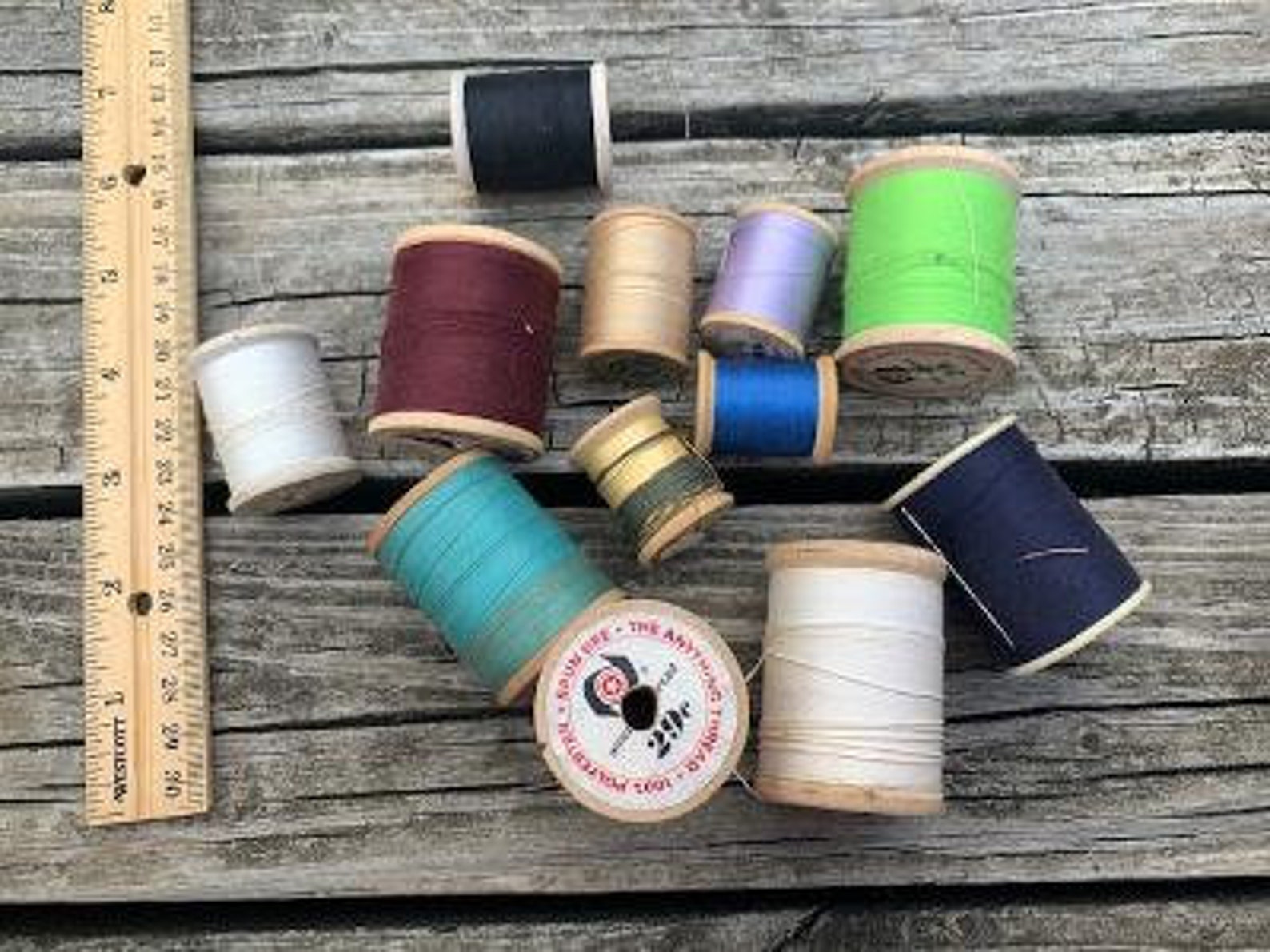 Lot of 12 Vintage Thread Spools 6 Larger and 6 Smaller - Etsy