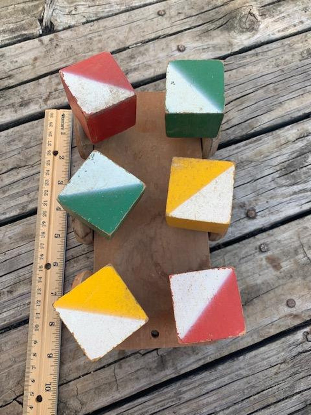 Antique Blocks on Wagon - Blocks Spin as Wagon Moves - Etsy