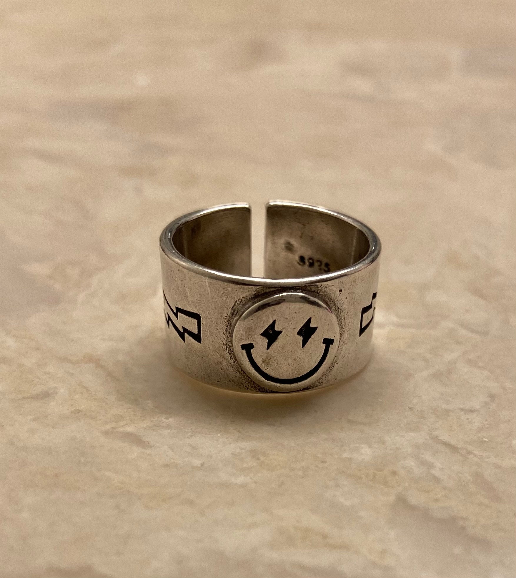 Smiley Face Ring, Happy Face Ring, Tiktok Trendy Ring, Adjustable ...