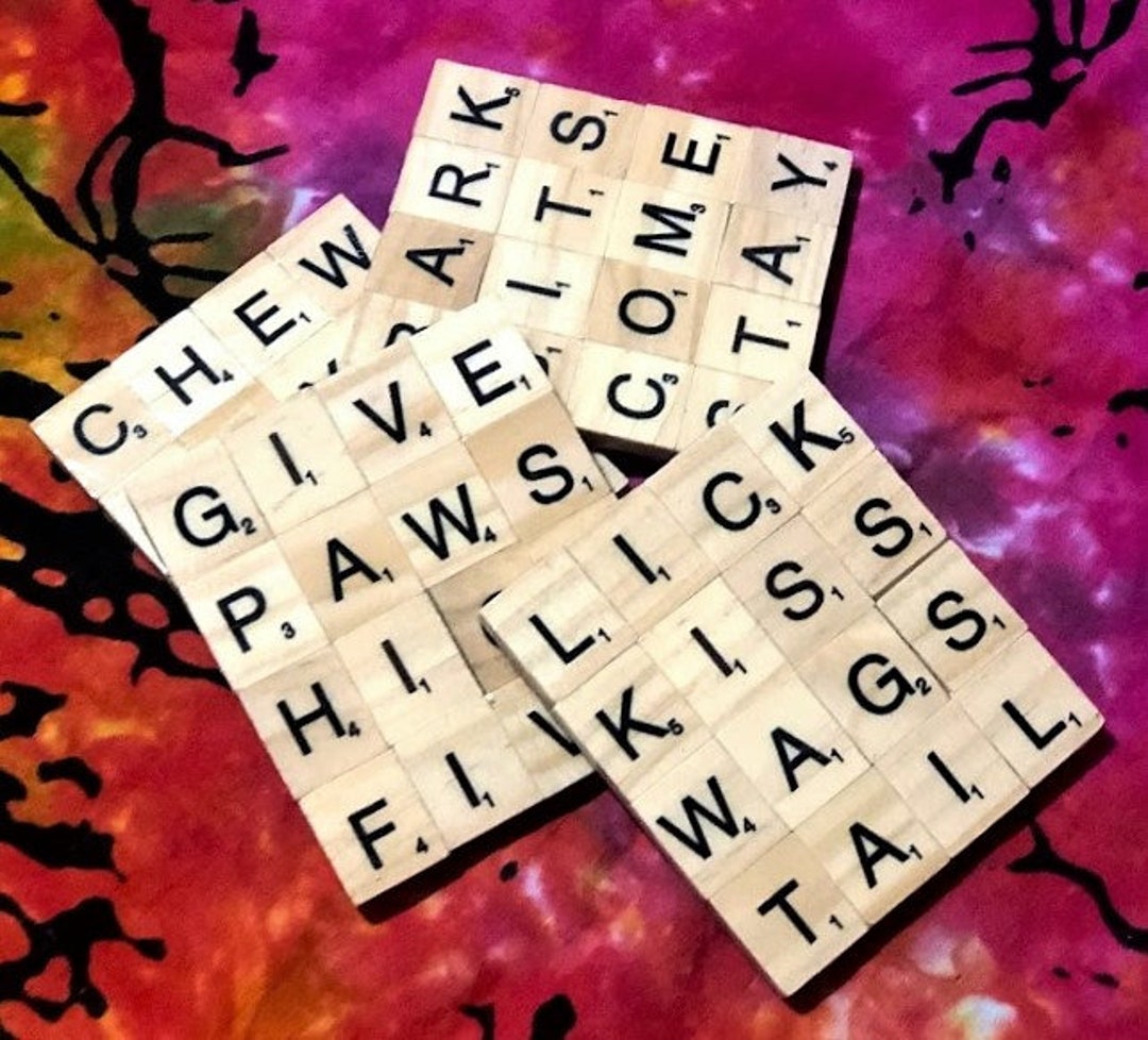 Dog Themed Scrabble Coaster Set - Etsy