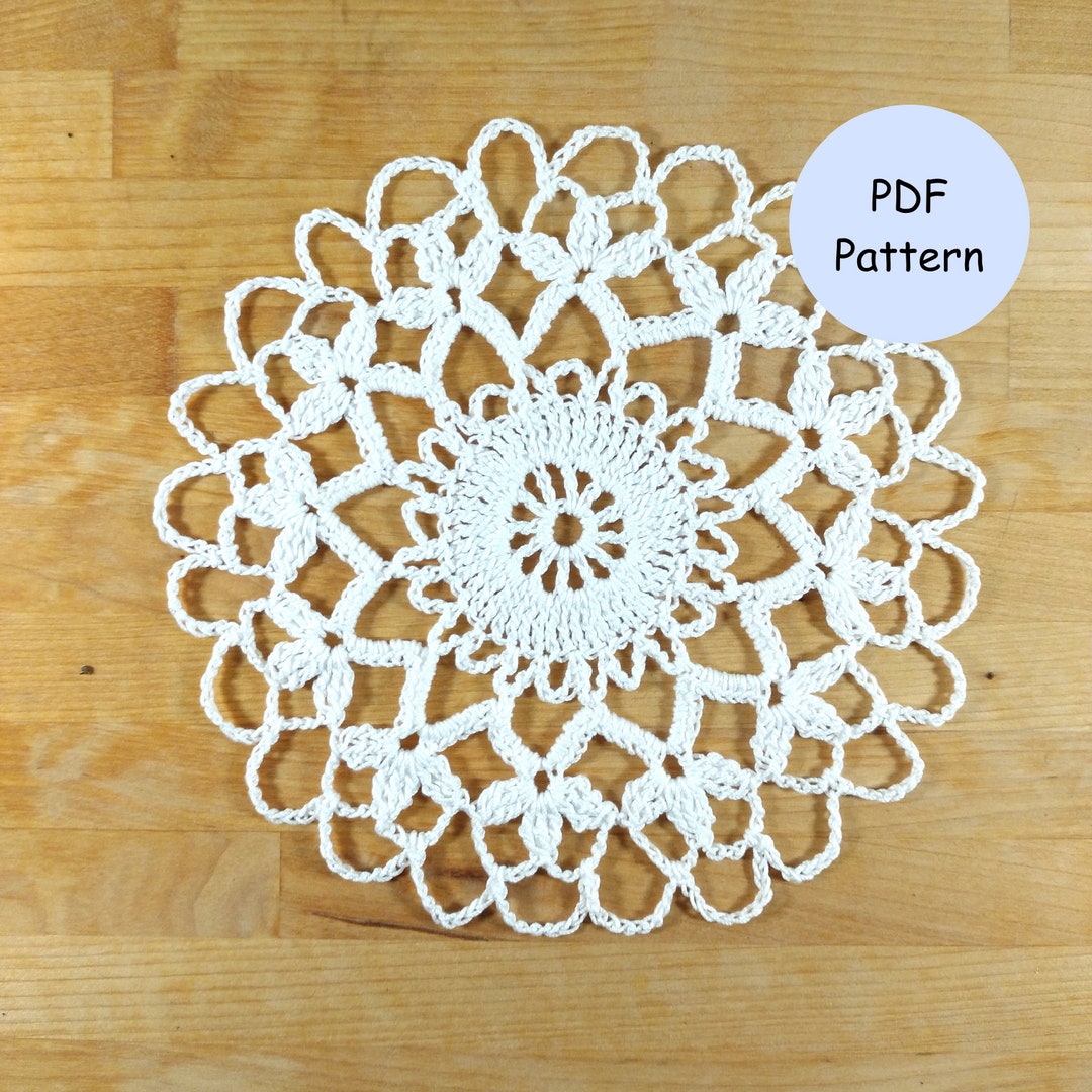 Round Lace Doily Crochet Pattern PDF – Starfish Motif Crochet Doily ...