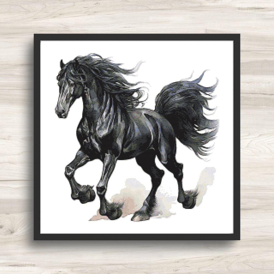 Cross Stitch Pattern: Galloping Black Horse - PDF Instant Download - Etsy