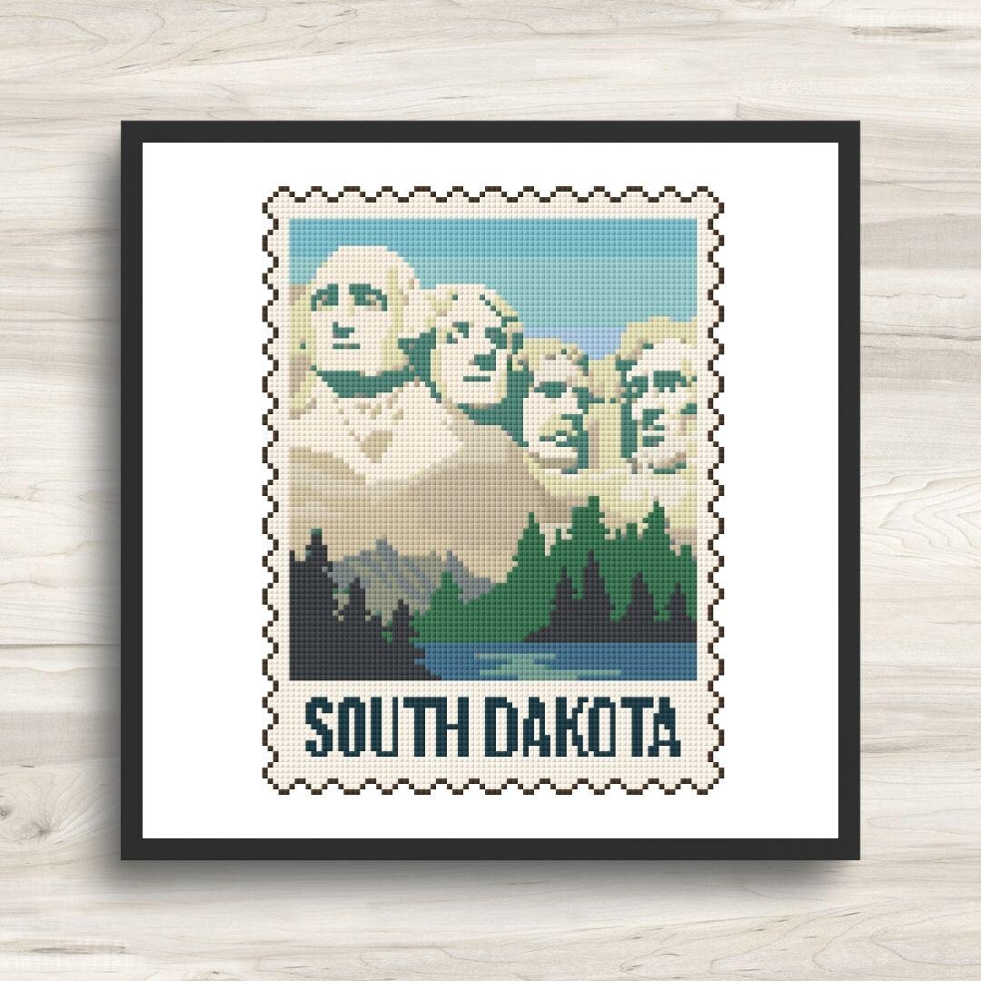 South Dakota Cross Stitch Pattern - Midwest State Postage Stamp - PDF ...