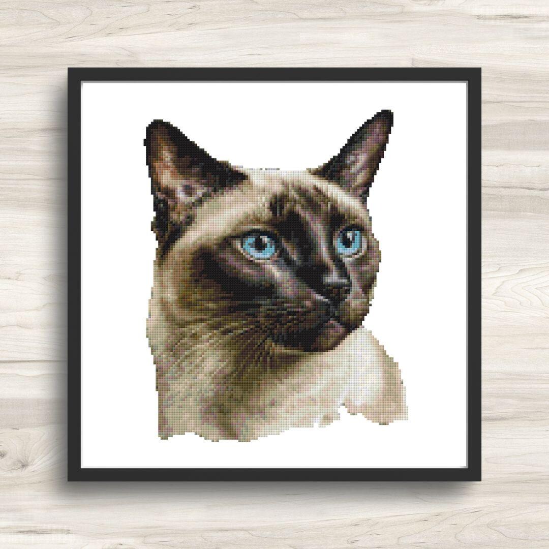 Siamese Cat Portrait Cross Stitch Pattern: Elegant Feline Design (PDF ...