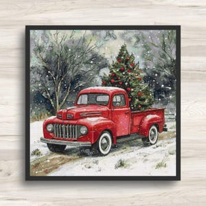 Cross Stitch Christmas Ford Truck - Etsy