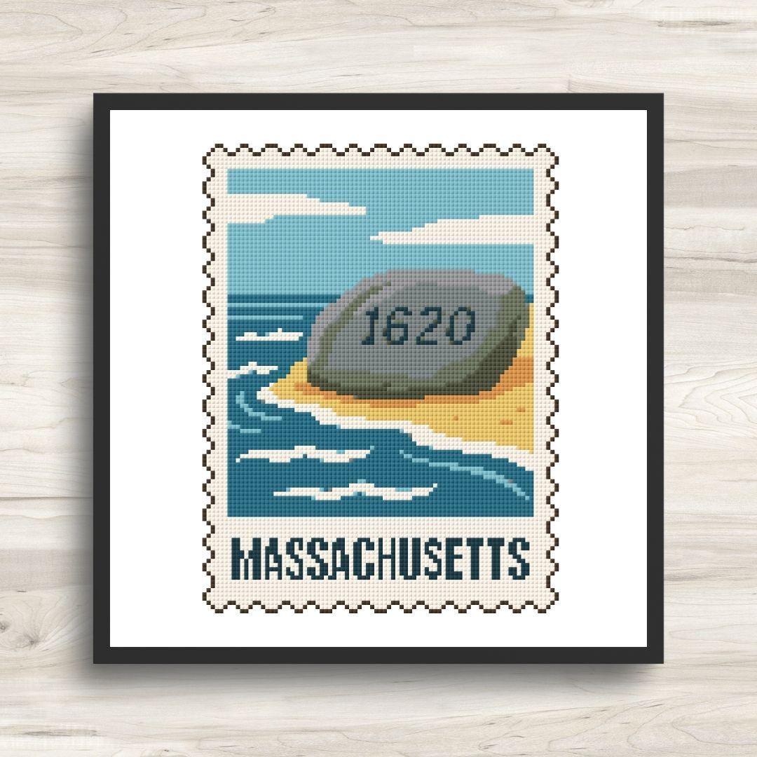 Massachusetts Cross Stitch Pattern State Postage Stamp - PDF Download ...
