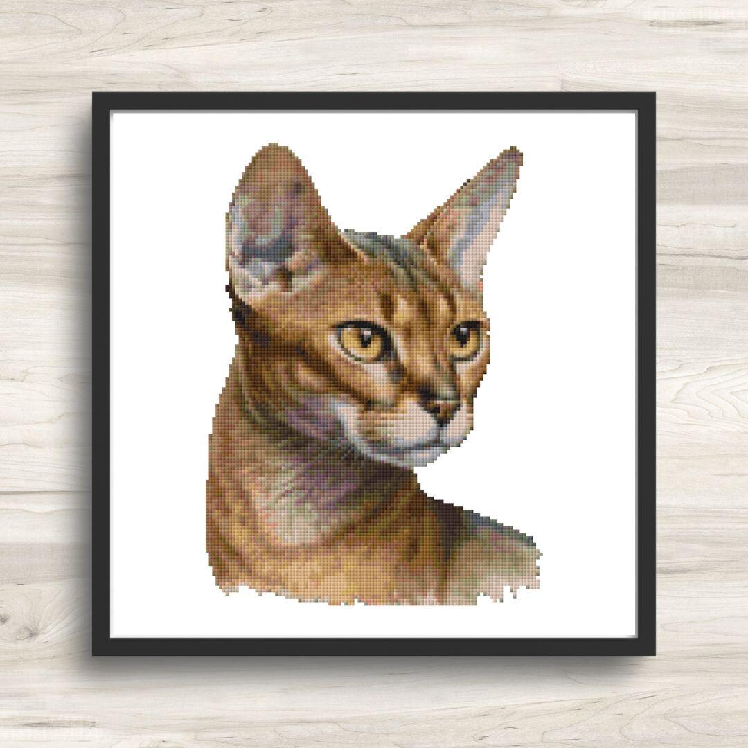 Abyssinian Cat Cross Stitch Pattern PDF – Feline Embroidery Chart ...