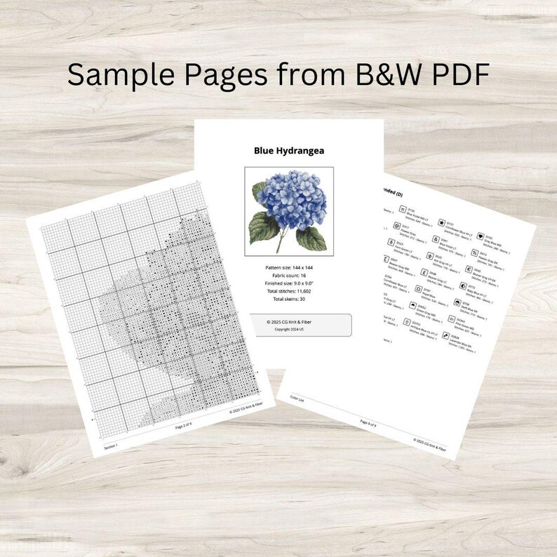 Cross Stitch Pattern: Blue Hydrangea Flower Bloom PDF Instant Download ...