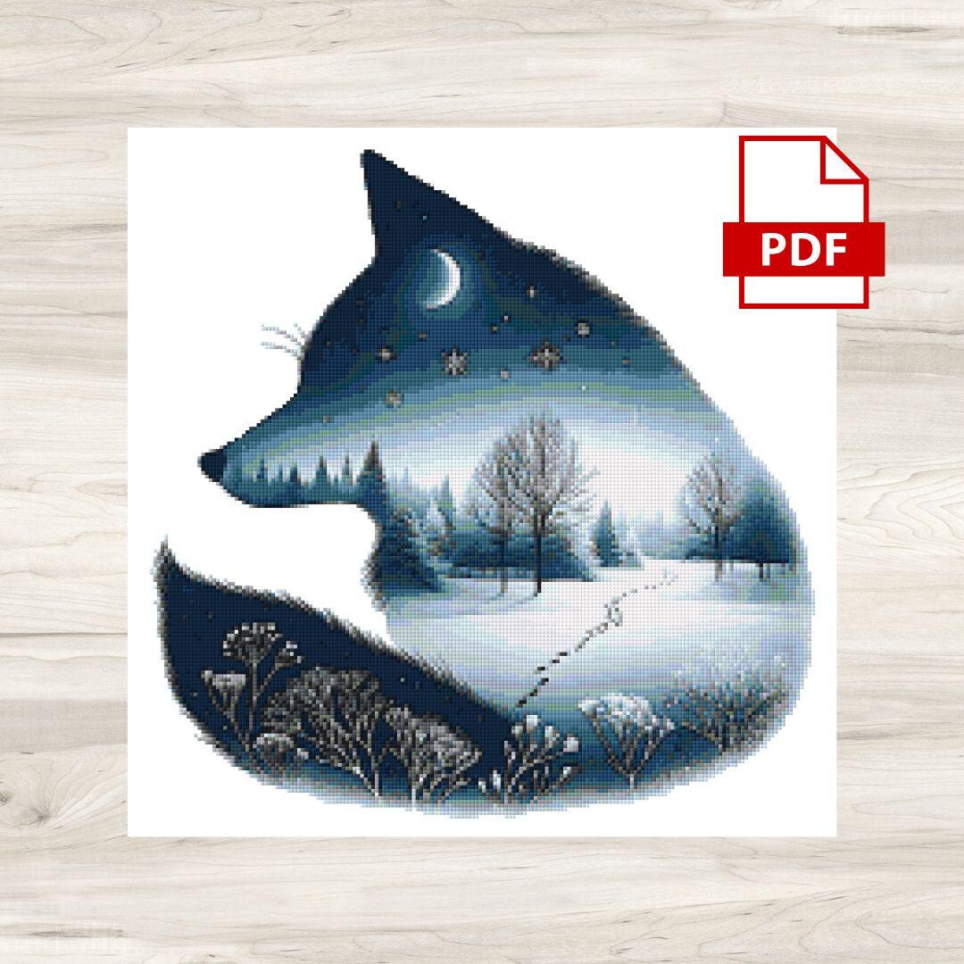 Cross Stitch Pattern: Superimposed Fox & Wilderness - PDF Instant ...
