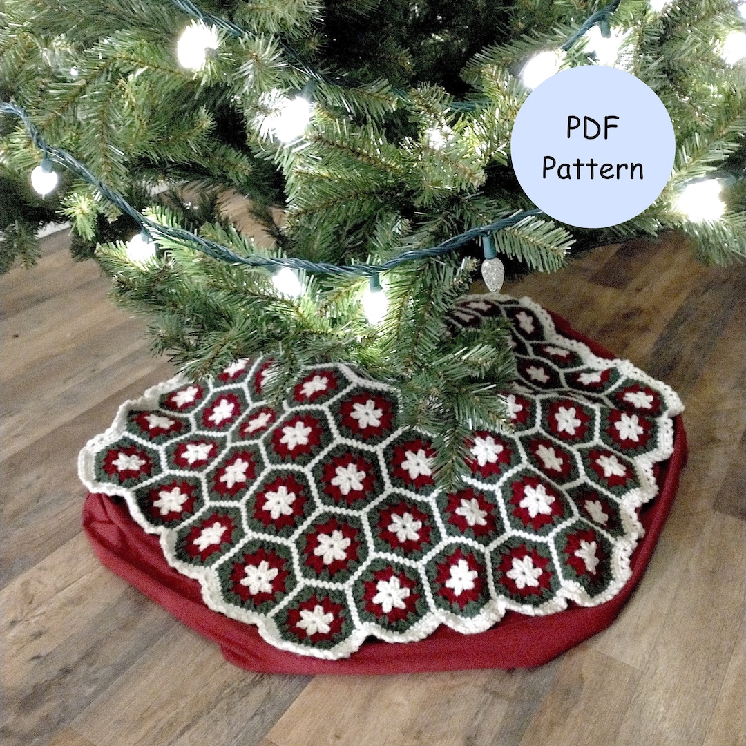 Crochet Pattern Granny Square Christmas Tree Skirt Hexagon Etsy