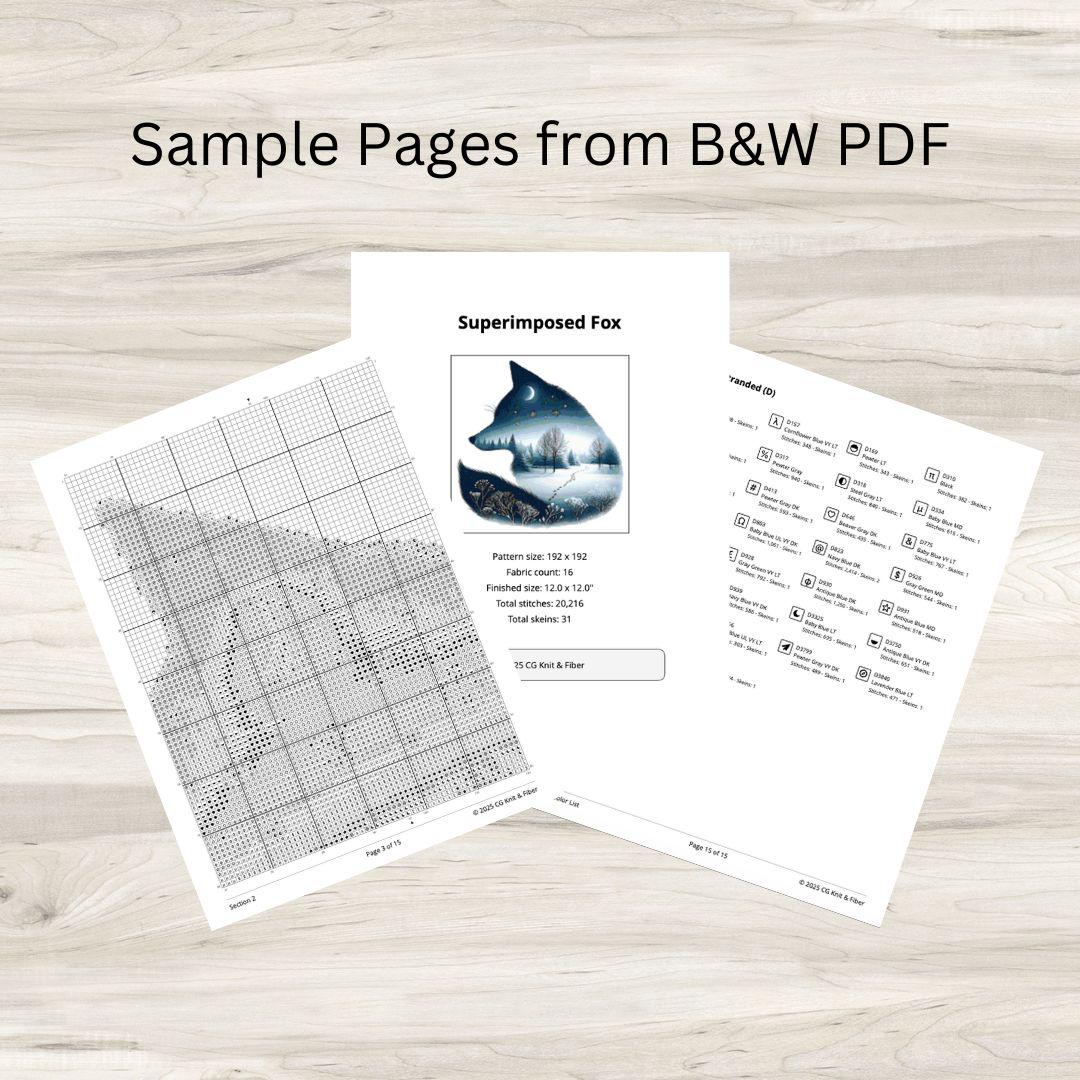 Cross Stitch Pattern: Superimposed Fox & Wilderness - PDF Instant ...