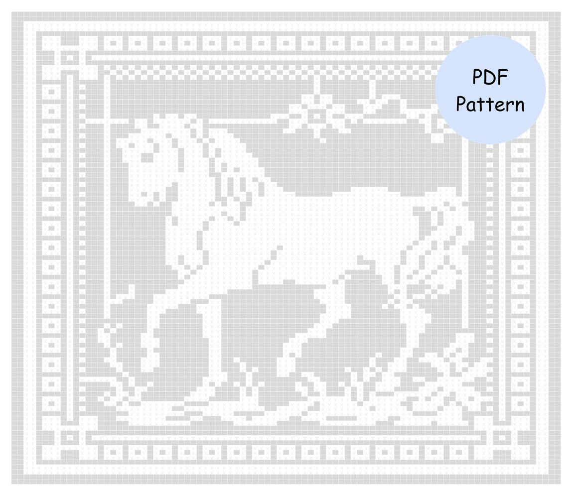 Filet Crochet Pattern: Prancing Horse (Download Now) - Etsy