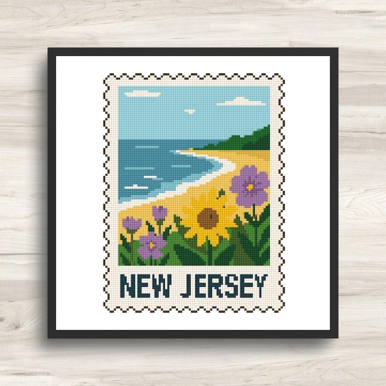 New Jersey Cross Stitch Pattern State Postage Stamp - PDF Download - Etsy