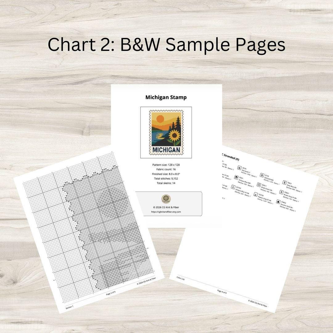 Michigan Cross Stitch Pattern - Midwest State Postage Stamp - PDF ...
