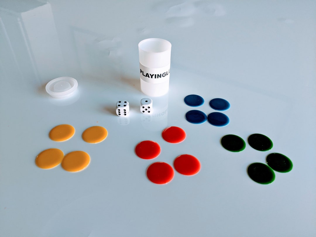 Ludo Game Set: Glass Board, Colored Chips & Dice - Etsy UK