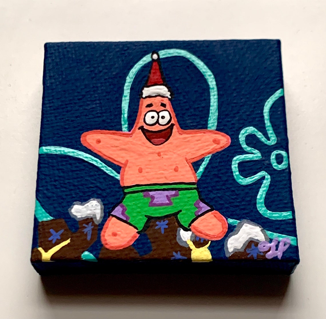 Patrick Star Christmas Painting - Mini Canvas - Etsy