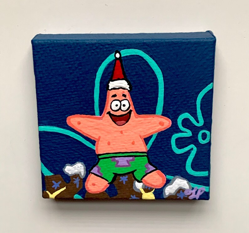 Patrick Star Christmas Painting - Mini Canvas - Etsy