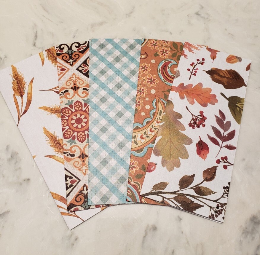 Laminated Cash Envelopes Set of 5 Joyfall Gathering Leaves & Paisley ...