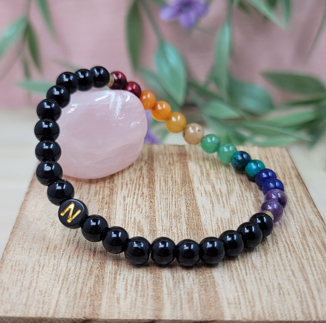 Inner Harmony 7 Chakra Gemstone Black Onyx Bracelet Protection ...
